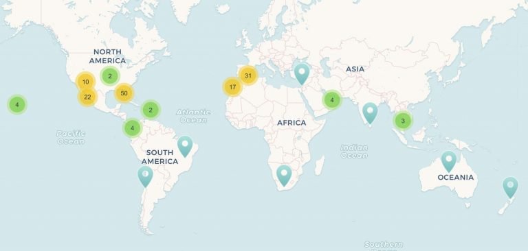 Map with all Snowbird locations – Winter Sun Expert